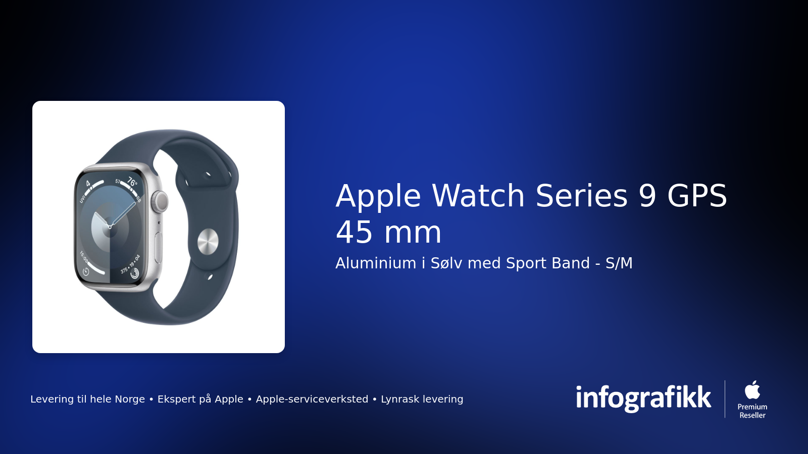 Apple Watch Series 9 GPS 45 mm Aluminium i Sølv med Sport Band - S/M - Infografikk | Norges ...