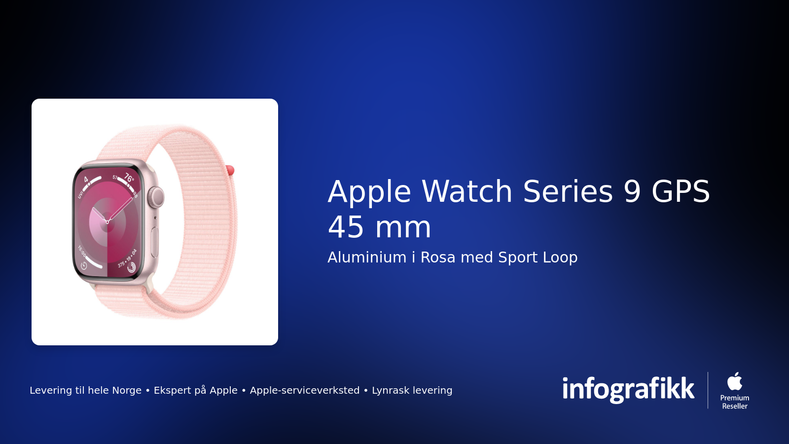 Apple Watch Series 9 GPS 45 mm Aluminium i Rosa med Sport Loop ...