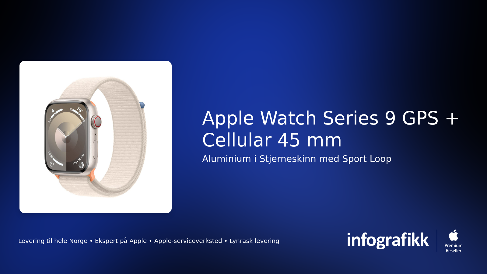 Apple Watch Series 9 GPS + Cellular 45 mm Aluminium i Stjerneskinn med ...